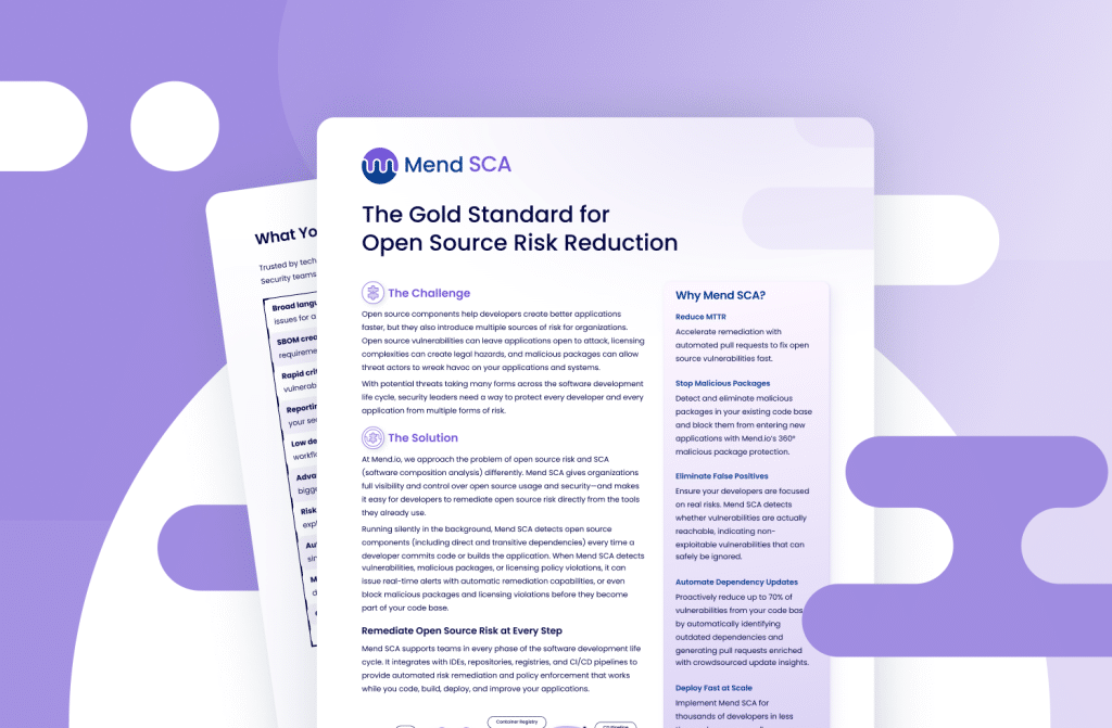 Mend SCA: End-To-End Open Source Risk Management